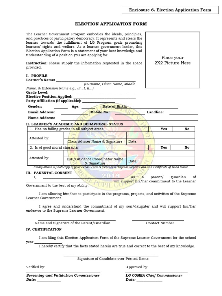 Selg Election Forms Grades 4 5 | PDF | Learning | Behavior Modification