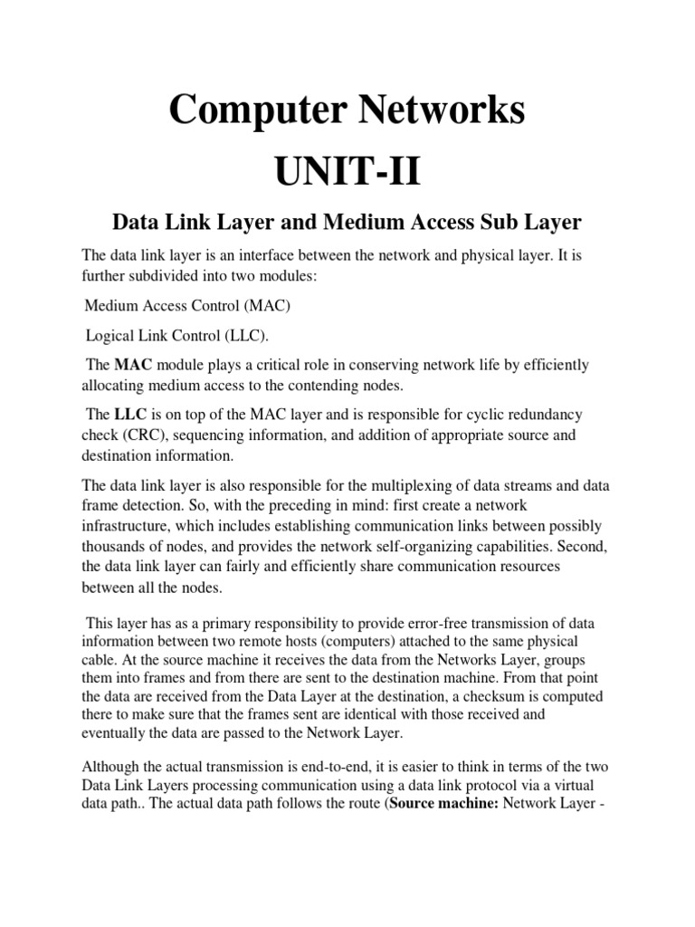 Unit Ii | PDF | Transmission Control Protocol | Error Detection And Correction