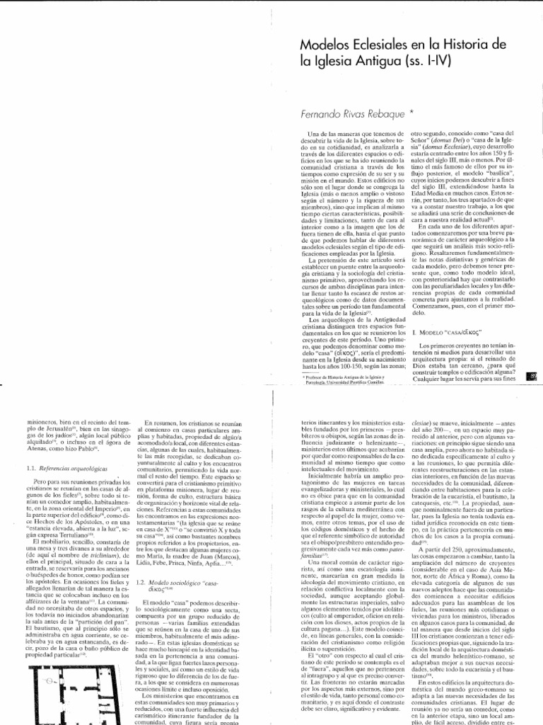 FERNANDO RIVAS REBAQUE Modelos Eclesiales en La Historia (sI-IV | PDF ...