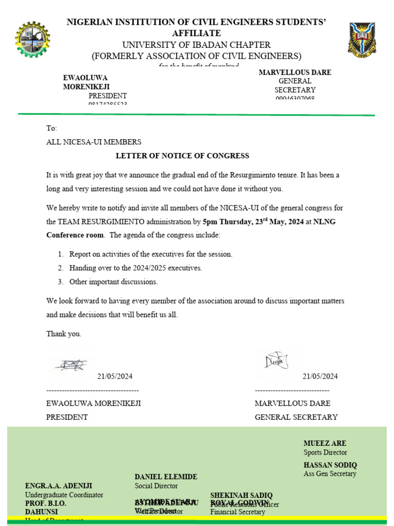 Notice of Congress | PDF