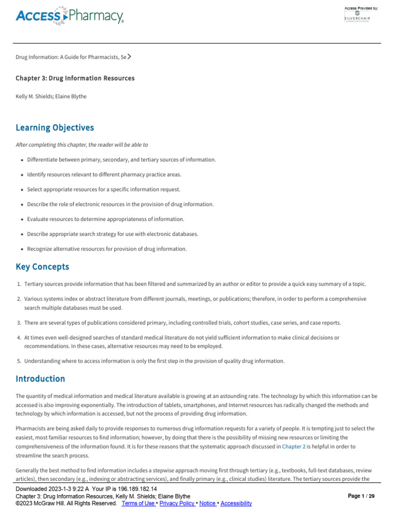 Drug Information Resources for Pharmacists | PDF | Pharmacy | Pharmacology