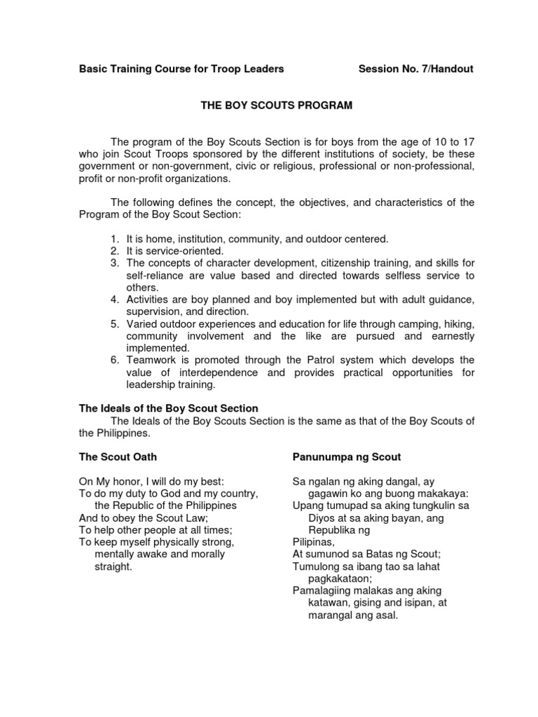 Boy Scouts Troop Leaders Training Guide | PDF | Scouting | Boy Scouts ...