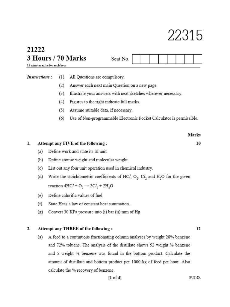 2022 Summer Question Paper (Msbte Study Resources) | PDF | Ammonia ...