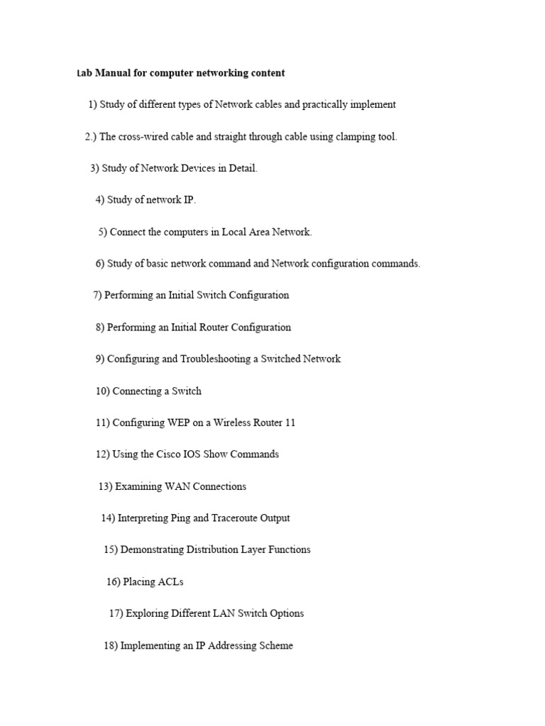 Computer Laboratory Lab Manual | Download Free PDF | Ip Address | Computer Network