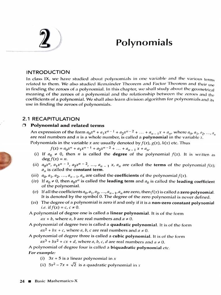 Polynomials & Linear Equations ML | PDF | Polynomial | Equations