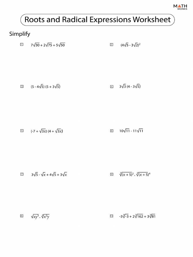 Roots-and-Radical-Expressions-Worksheet45 | PDF