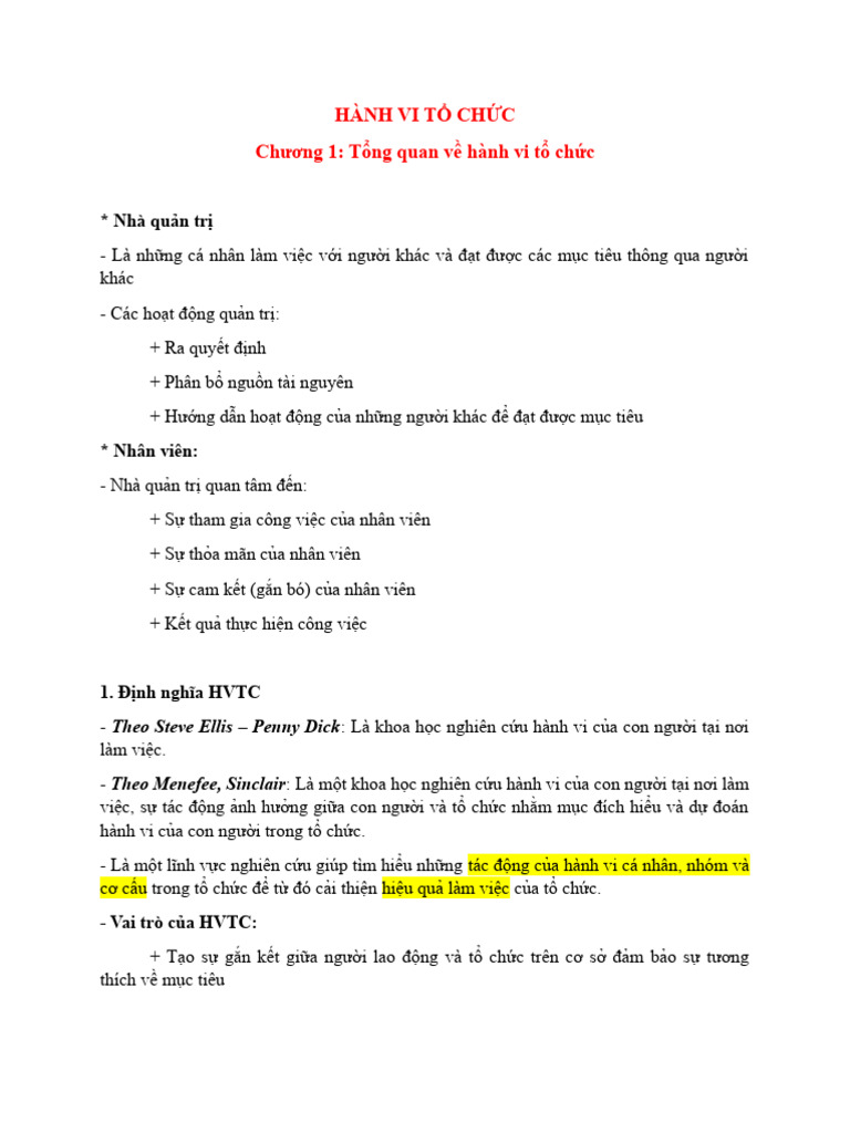 Chương 1 - Hành VI T CH C | PDF