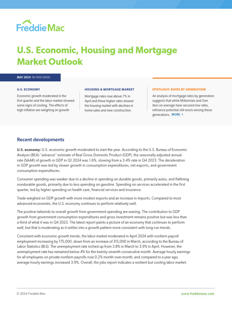 Freddie Mac Outlook 2024 | PDF | Refinancing | Inflation