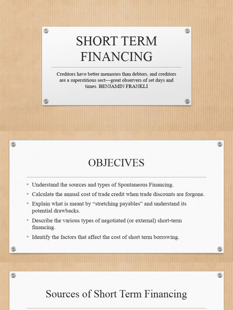 Short-Term Financing Strategies Explained | PDF | Line Of Credit | Loans