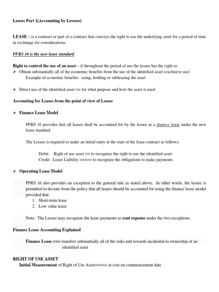 Lessee Accounting Under IFRS 16 | PDF | Lease | Expense