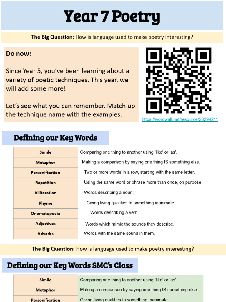 Introduction To Y7 Poetry | PDF | Poetry | Rhyme