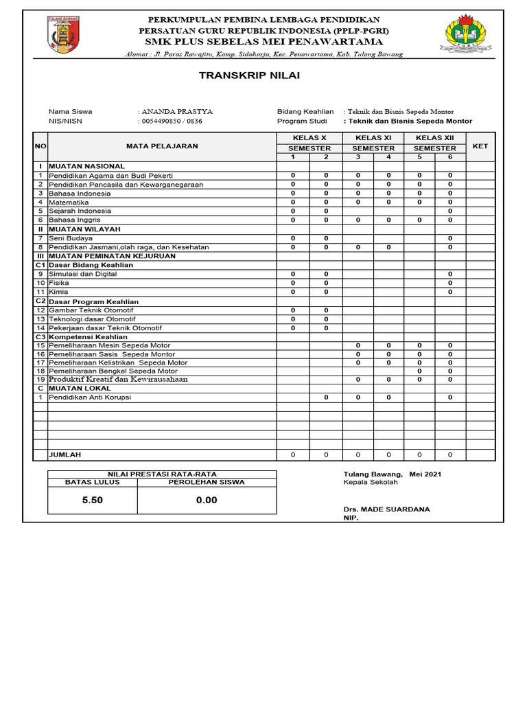Transkrip Ilham Saputra | PDF