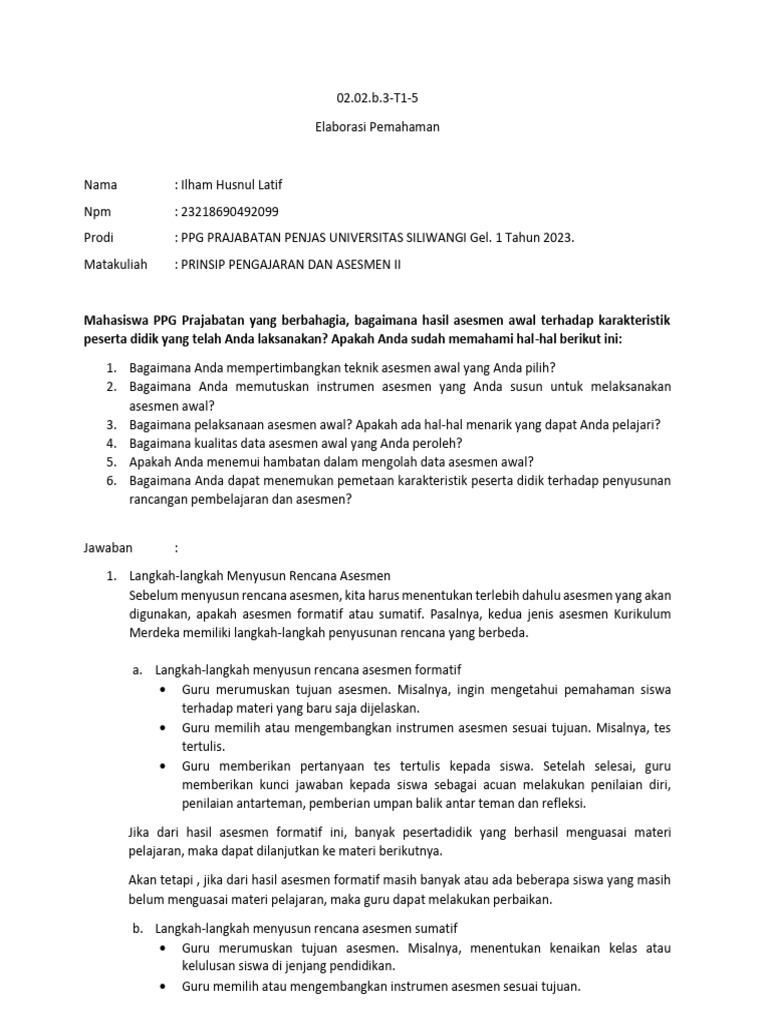 02.02.b.3-T1-5 Elaborasi Pemahaman | PDF