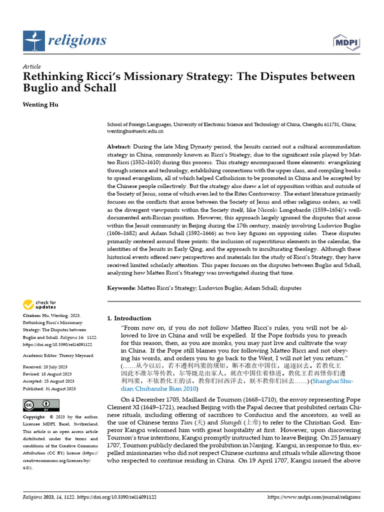 Rethinking Riccis Missionary Strategy The Dispute | PDF | Qing Dynasty ...
