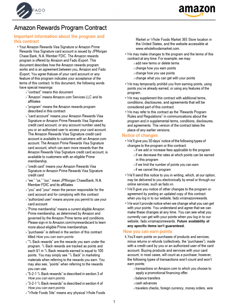 Amazon Contract | PDF | Credit Card | Fee