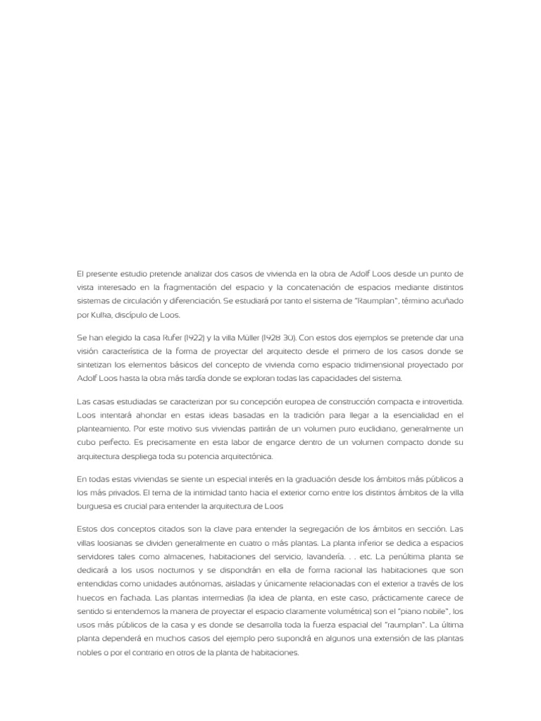 Análisis del Raumplan en Loos | PDF | Espacio | Volumen
