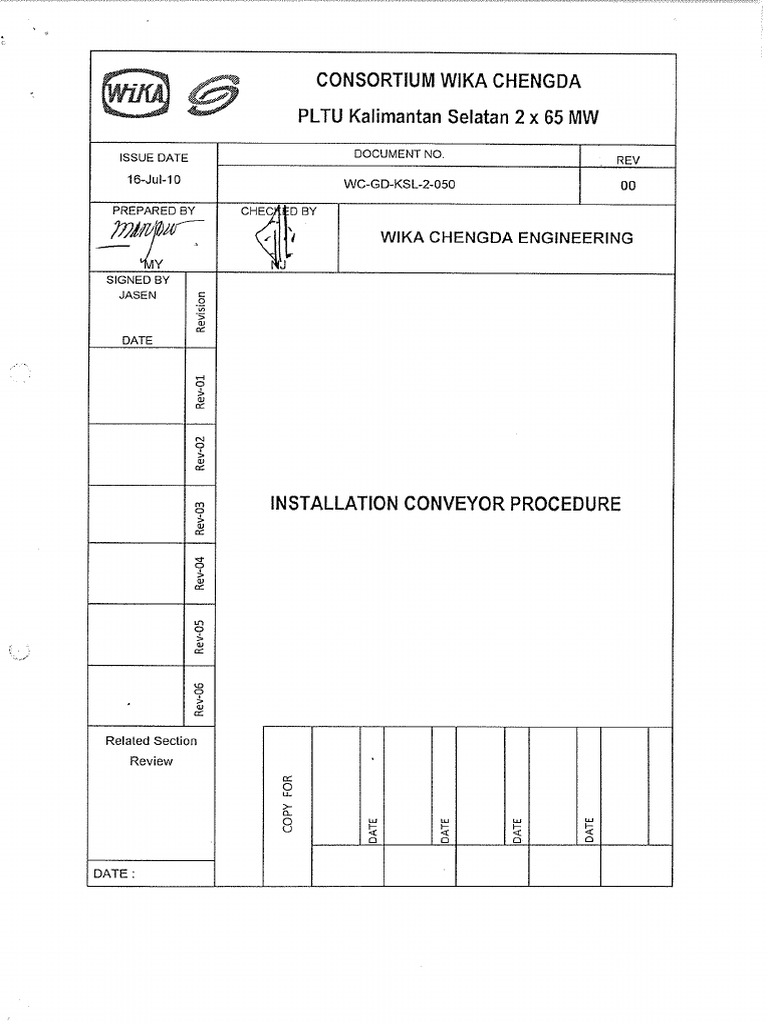 Installation Conveyor Procedure Rev 0 Pdf