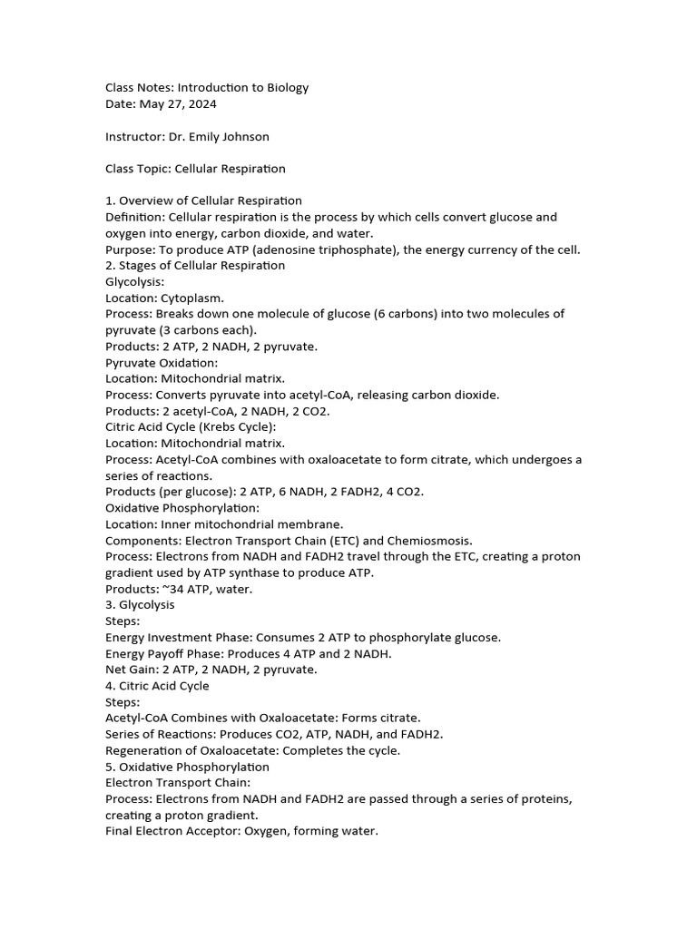 Introduction To Biology | PDF | Cellular Respiration | Adenosine ...