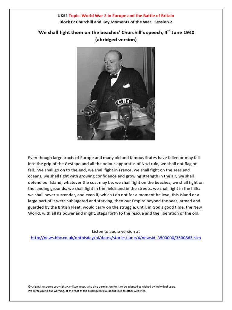 Topic - Churchill Speeches | PDF | The Blitz | World War II