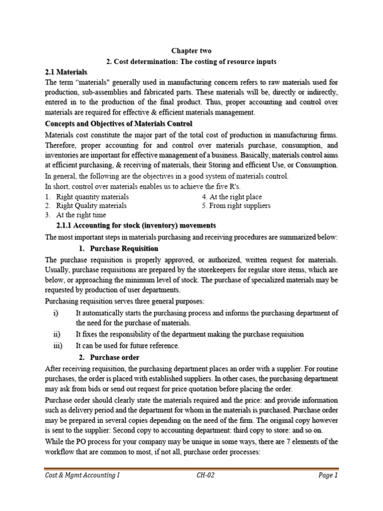 Materials Cost Control in Manufacturing | PDF | Labour Economics | Cost Of Goods Sold