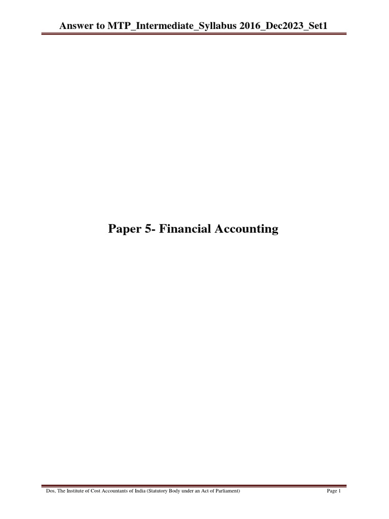 Paper5 Set1 A | PDF | Expense | Debits And Credits