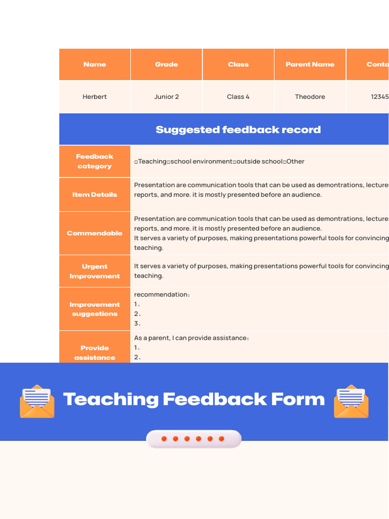 Teaching Feedback Form | PDF