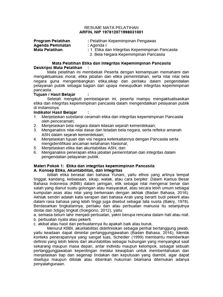 Arfin - RESUME Agenda I PKP | PDF