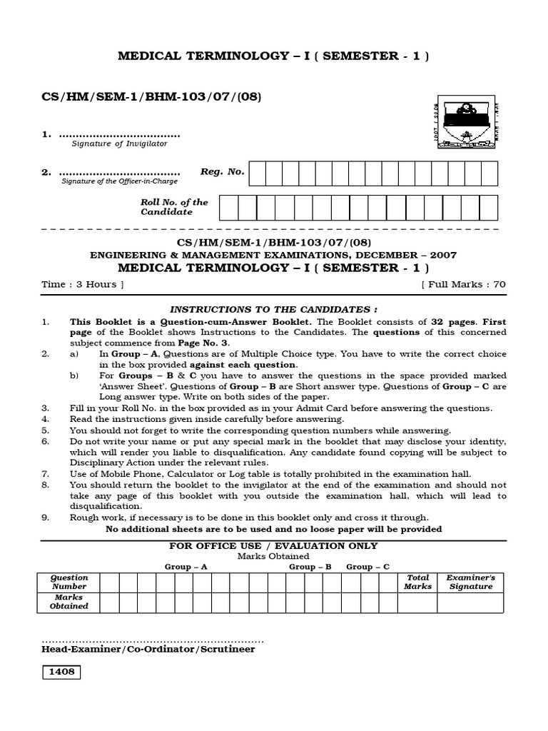1408 BHM 103 | PDF | Clinical Medicine | Biology