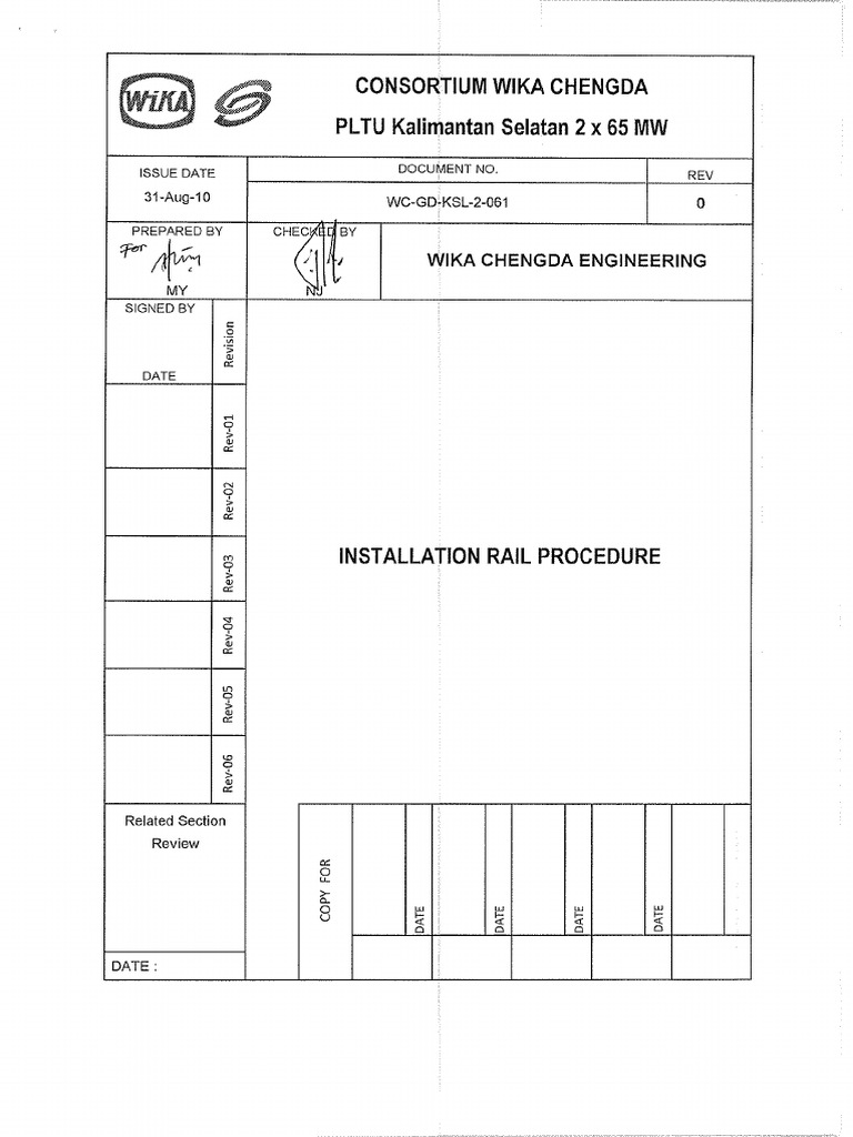 Installation Rail Procedure | PDF