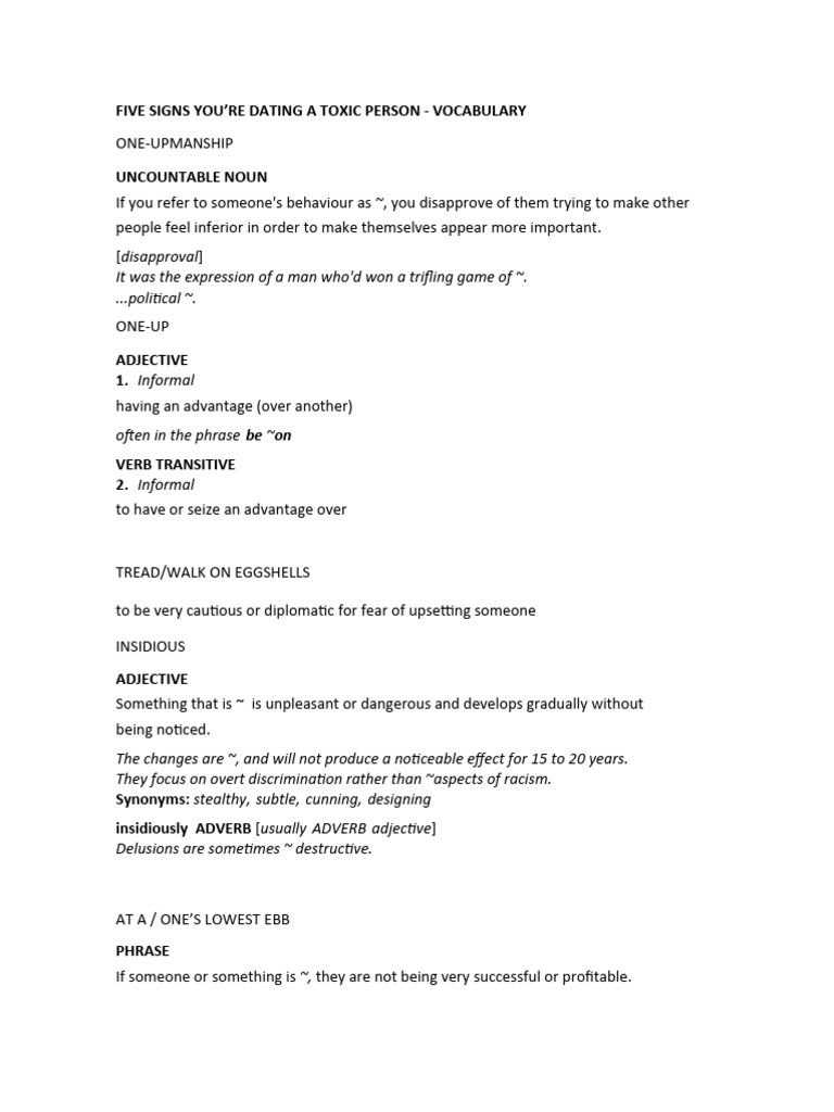 5 Signs Toxic - Vocabulary | PDF 5 Signs Toxic - Vocabulary | PDF