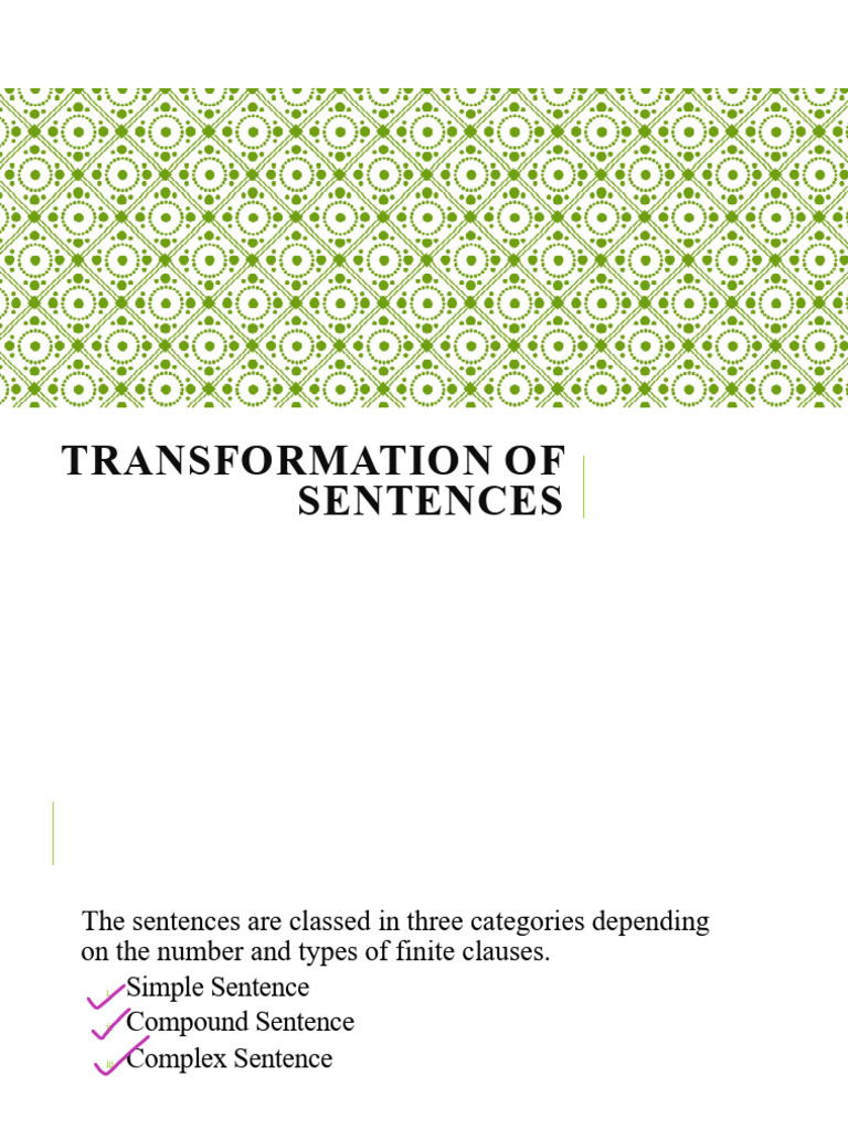 Transformation of Sentences | PDF | Clause | Subject (Grammar)