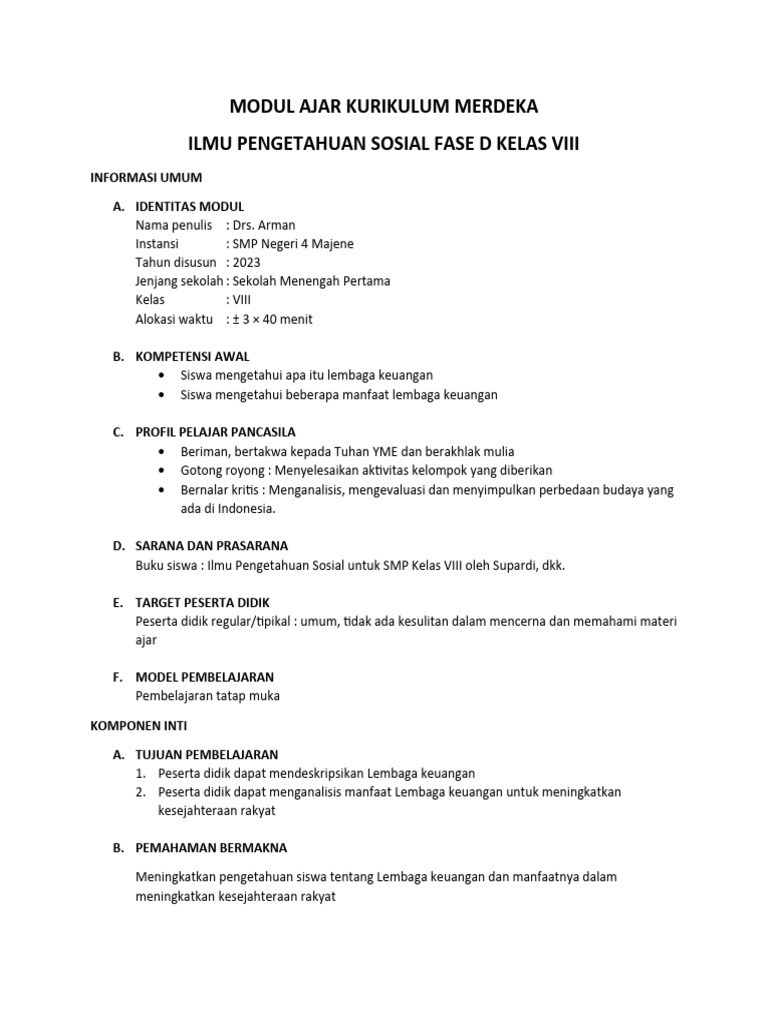 Modul Ajar Kurikulum Merdeka | PDF | Karier & Perkembangan | Ilmu Sosial