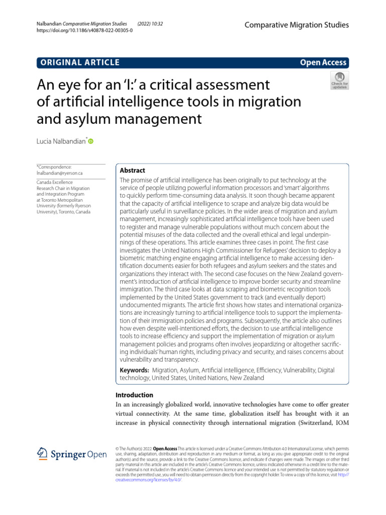 An Eye For An I:' A Critical Assessment of Artificial Intelligence ...
