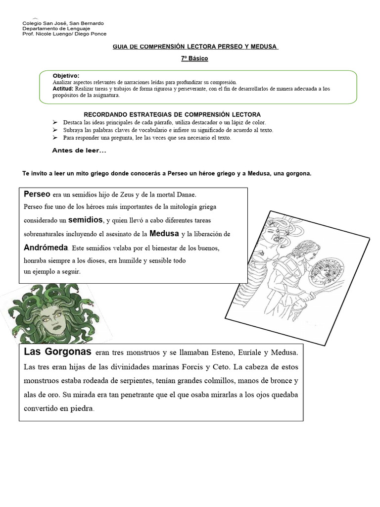 GUIA LECTURA MITO 7° | Descargar gratis PDF | Medusa