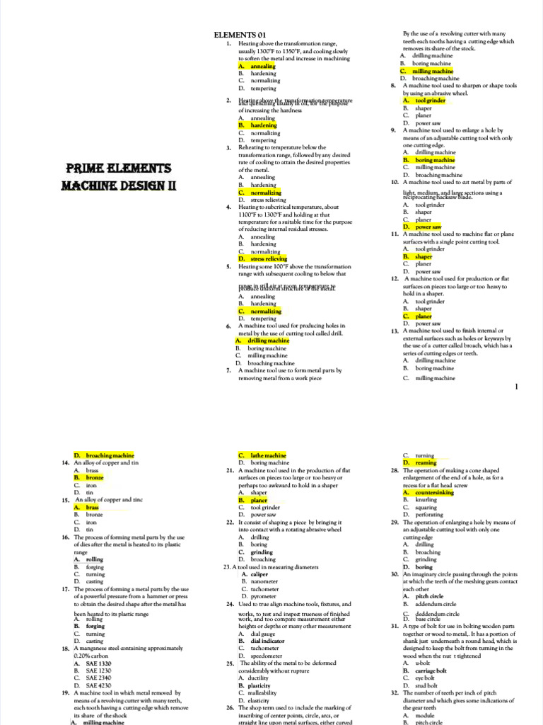 PDF Prime Elements Machine Design - Compress | PDF | Gear | Welding
