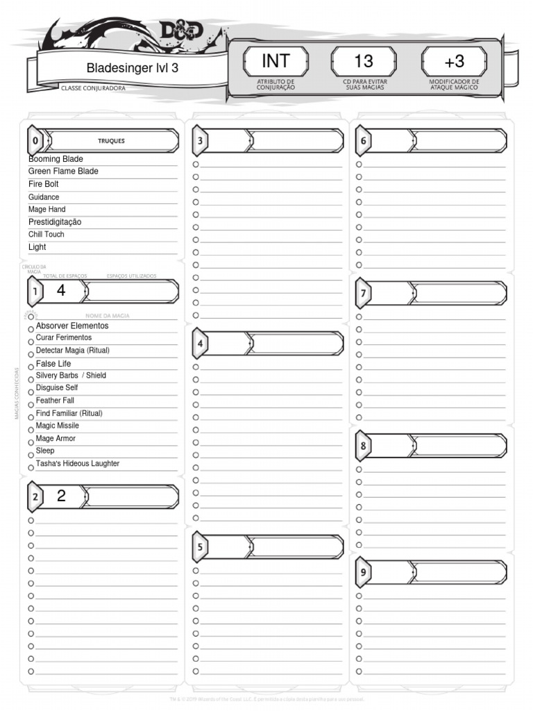 Bladesinger Level 3 Spell List | PDF | Law | Religion & Spirituality
