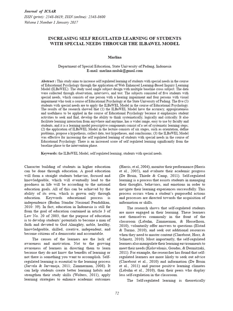2017 Artikel Di Journal of ICSAR Increasing Self Regulated Learning of Students With Special ...