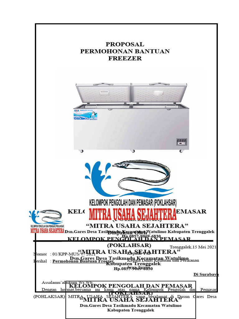 Proposal Poklahsar Mitra Usaha Sejahtera Freezer 2 | PDF | Memasak ...