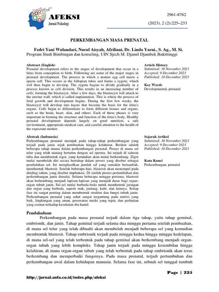 Perkembangan Masa Prenatal | PDF