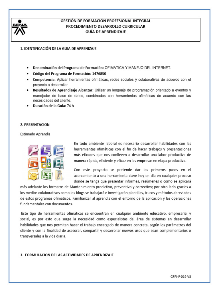 GFPI-F-019 Formato Guía de Aprendizaje Word y Power Point | PDF | Microsoft PowerPoint ...