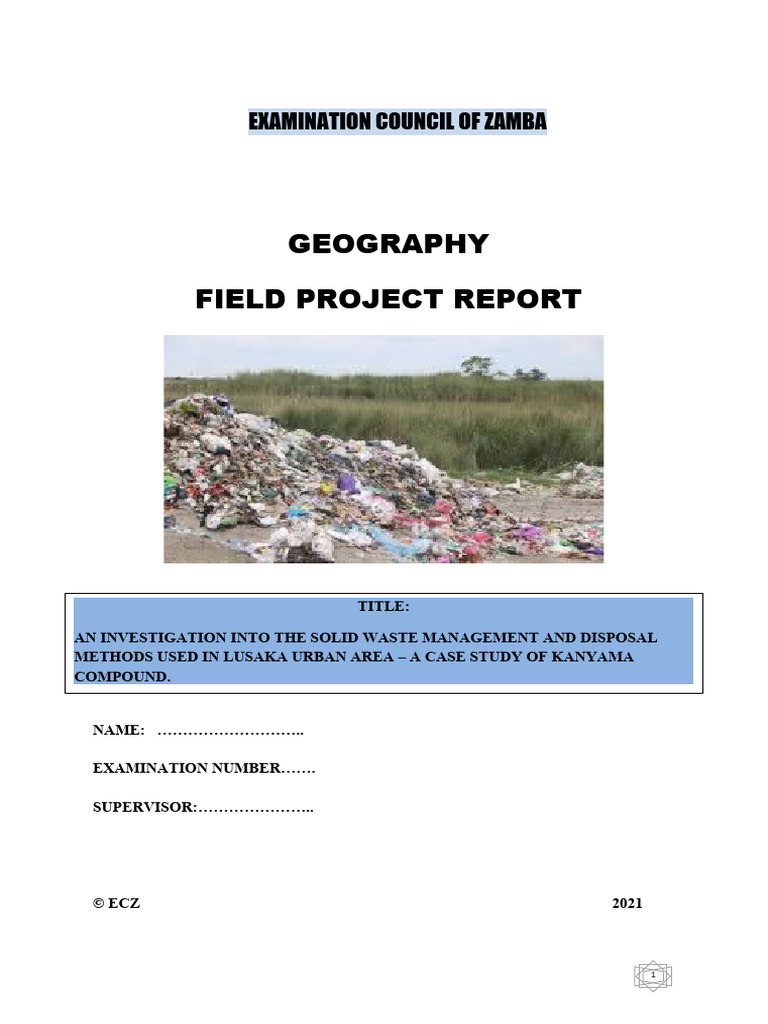 Field Project - Waste Management in Lusaka Compound - Kanyama | PDF ...