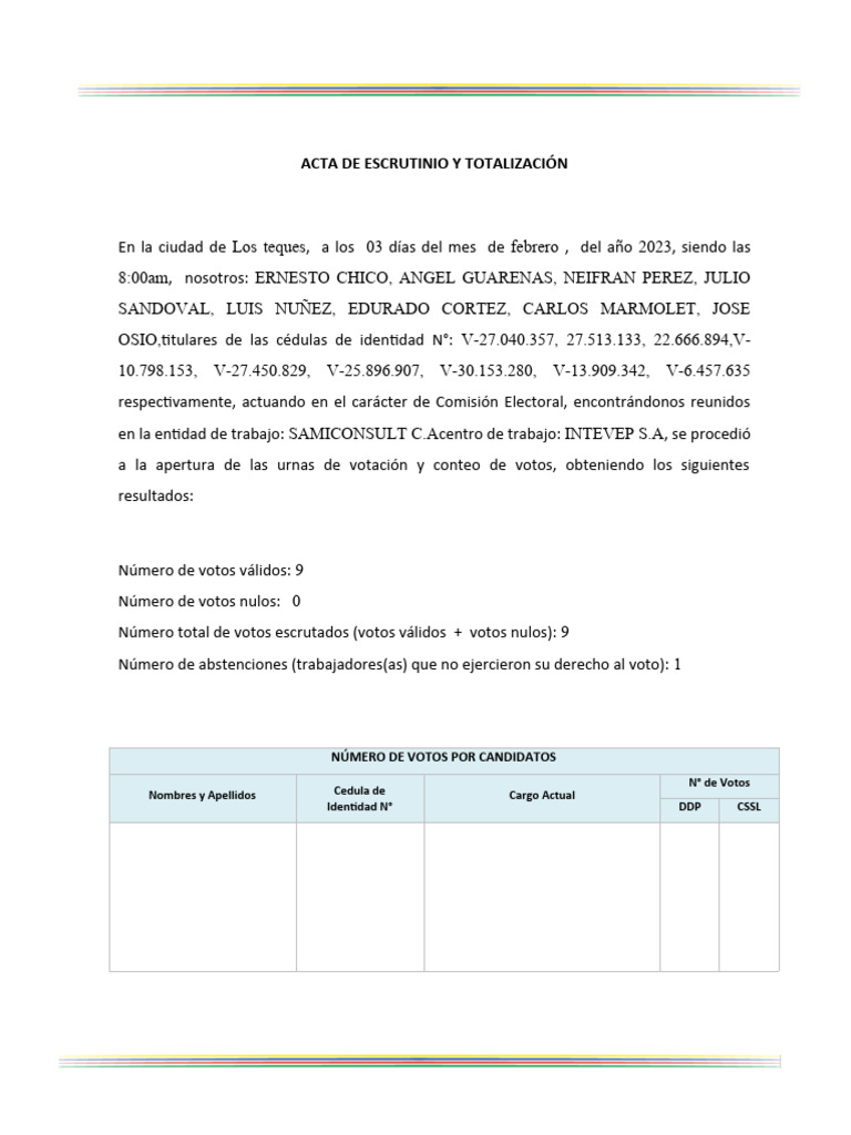 Formulario 10. Escrutinio y Totalizacion | PDF | Gobierno | Elecciones