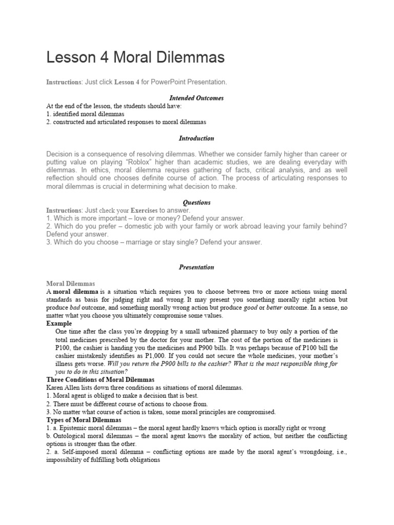 Lesson 4 Moral Dilemmas | Download Free PDF | Affidavit