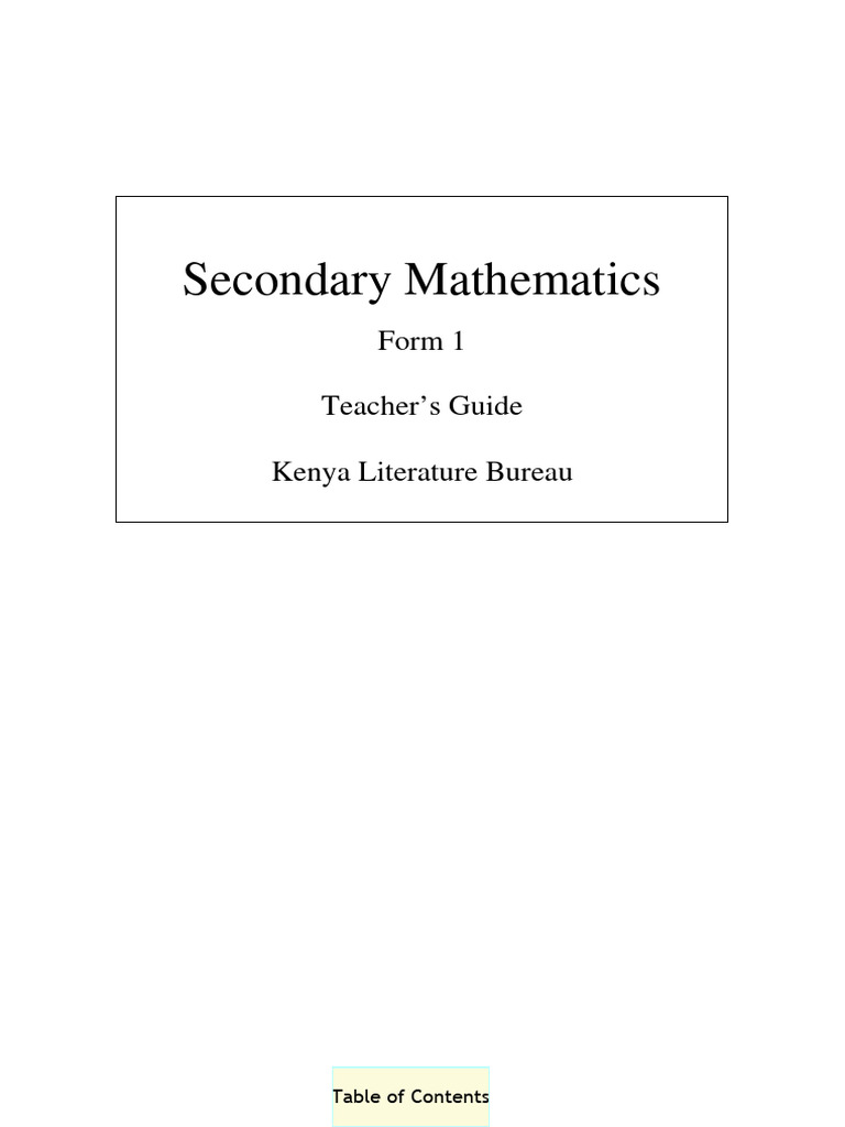 KLB Maths Bk1 Teachers Guide | PDF | Foreign Language Studies