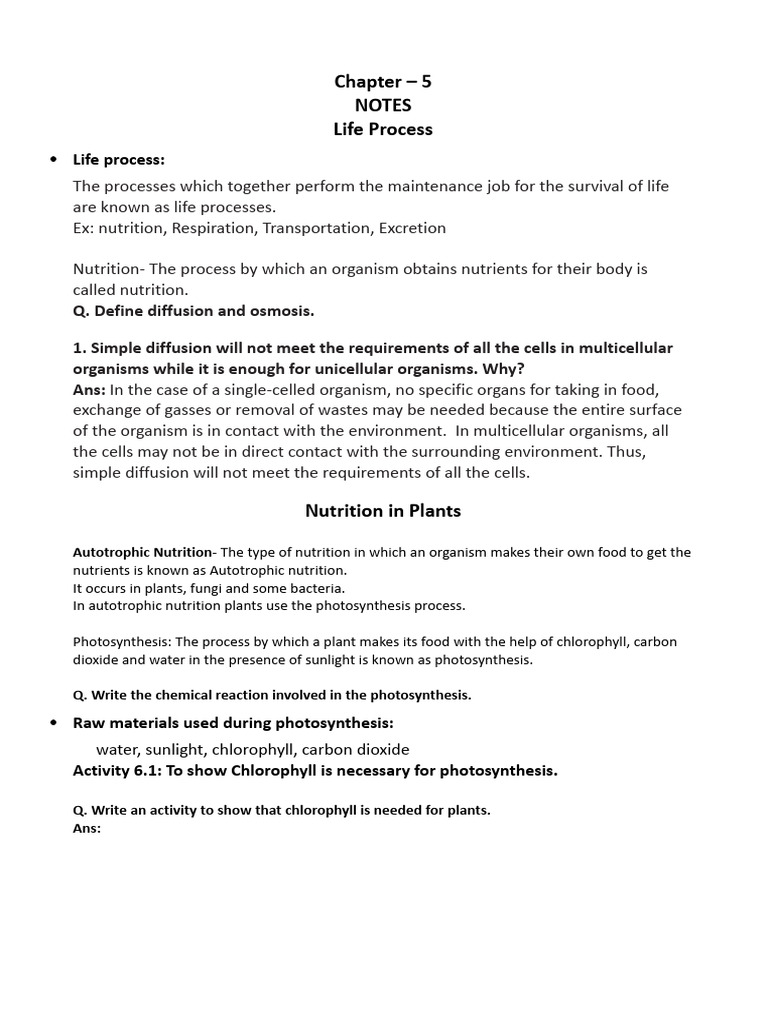CH 5 - NOTES Life Process | PDF | Heart | Atrium (Heart)
