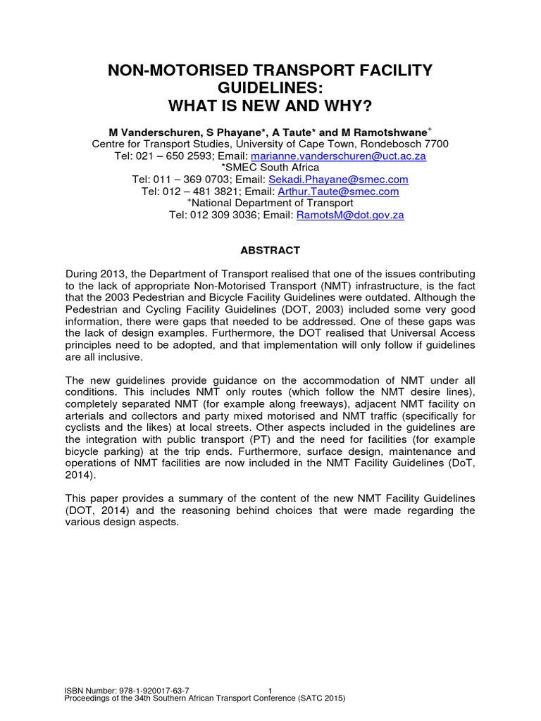 Non-Motorised Transport Facility Guidelines. What Is New and Why | PDF ...