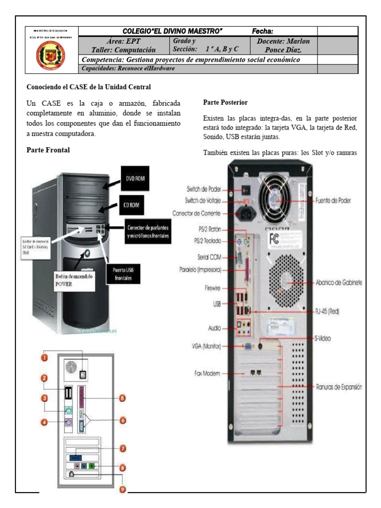 FICHA 1-1SEC -HARDWARE | Descargar gratis PDF | Hardware de la computadora | Almacenamiento de ...