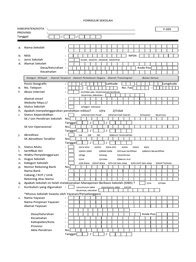 Formulir Sekolah | PDF