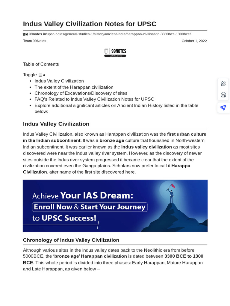 Indus Valley Civilization Notes For UPSC | PDF