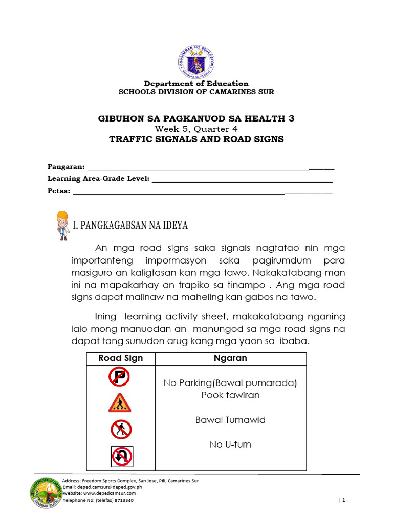 LAS 3 - Week 5 - Traffic Signals and Road Signs | PDF